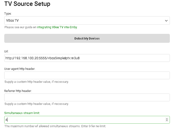 VBox TV Gateway Tuner | Emby Documentation